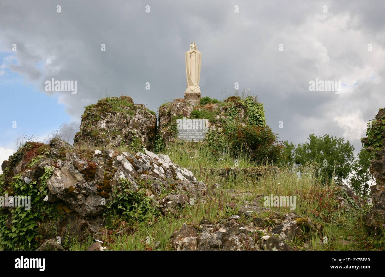 A statue of Mary, the holy virgin and mother of Jesus at the ruined ...