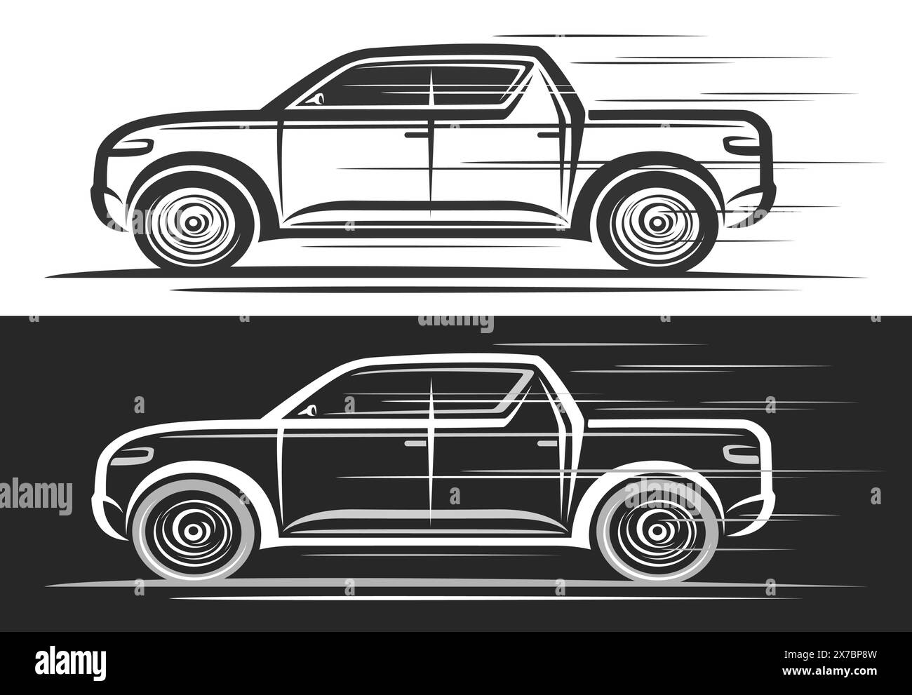 Vector logo for Pickup Truck, automotive decorative banner with simple ...