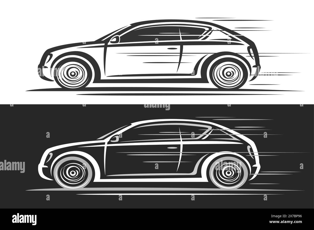 Vector logo for Hatchback Car, automotive decorative banner with simple ...