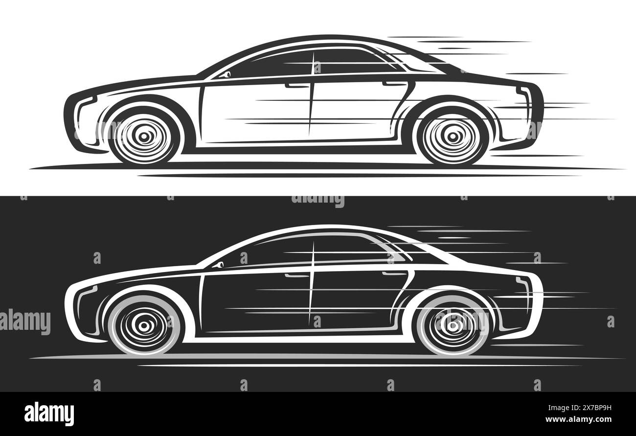 Vector logo for Sedan Car, automotive decorative banner with simple ...