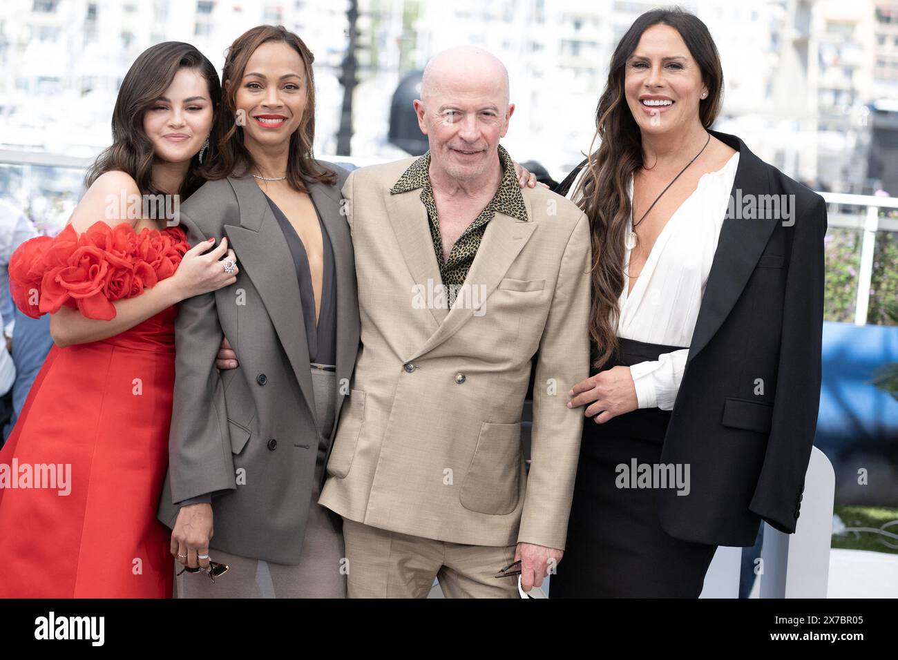 Selena Gomez, Zoe Saldana, Jacques Audiard and Karla Sofía Gascon attend the Emilia Perez ...