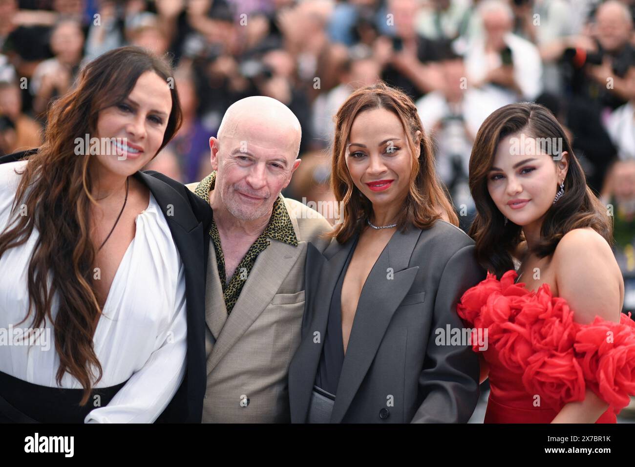 Karla Sofia Gascon, Jacques Audiard, Zoe Saldana and Selena Gomez attending the Emilia Perez ...