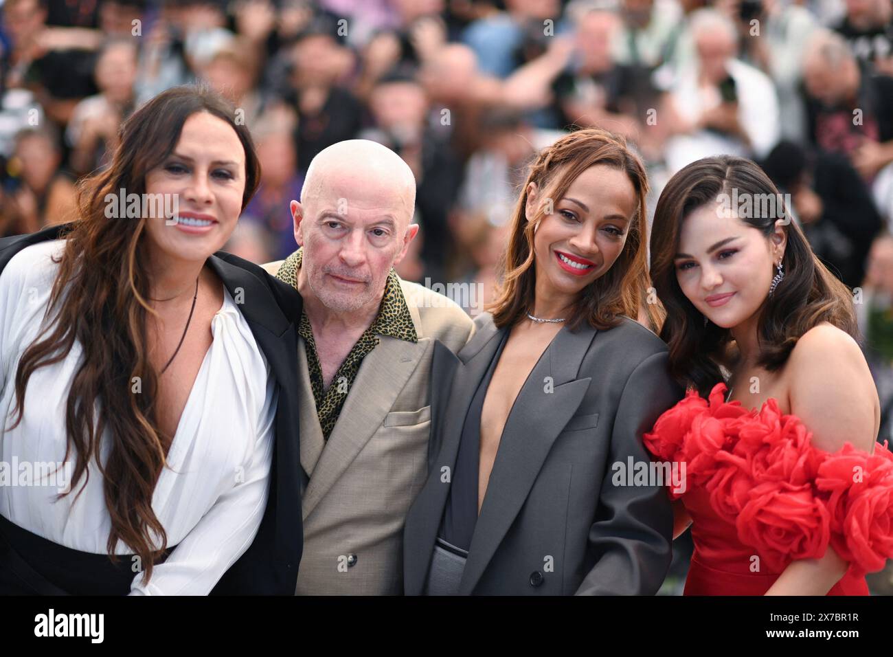 Karla Sofia Gascon, Jacques Audiard, Zoe Saldana and Selena Gomez attending the Emilia Perez ...