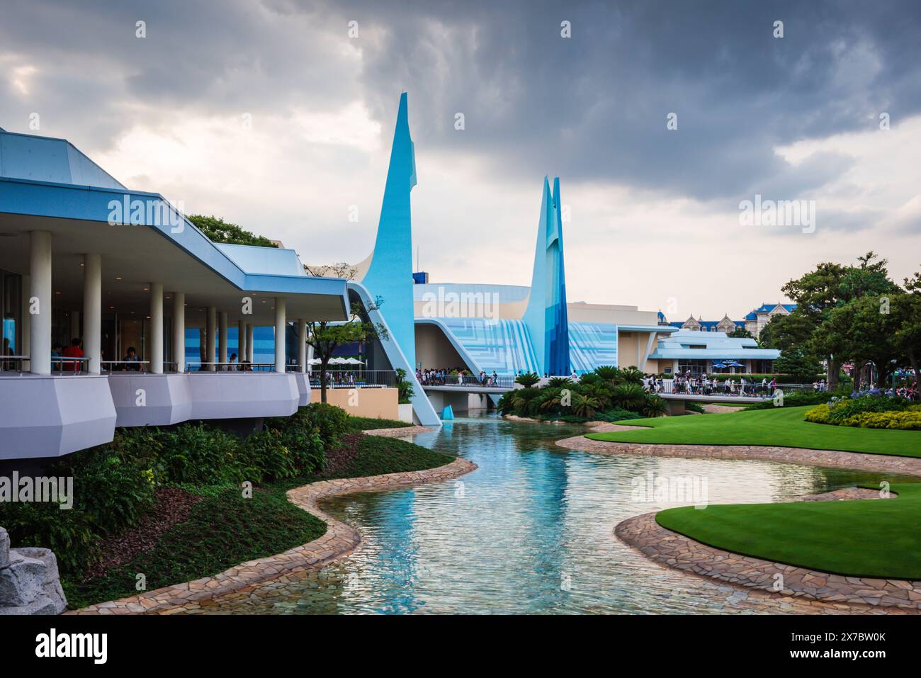 Waterside view of Tomorrowland at Tokyo Disneyland Stock Photo - Alamy