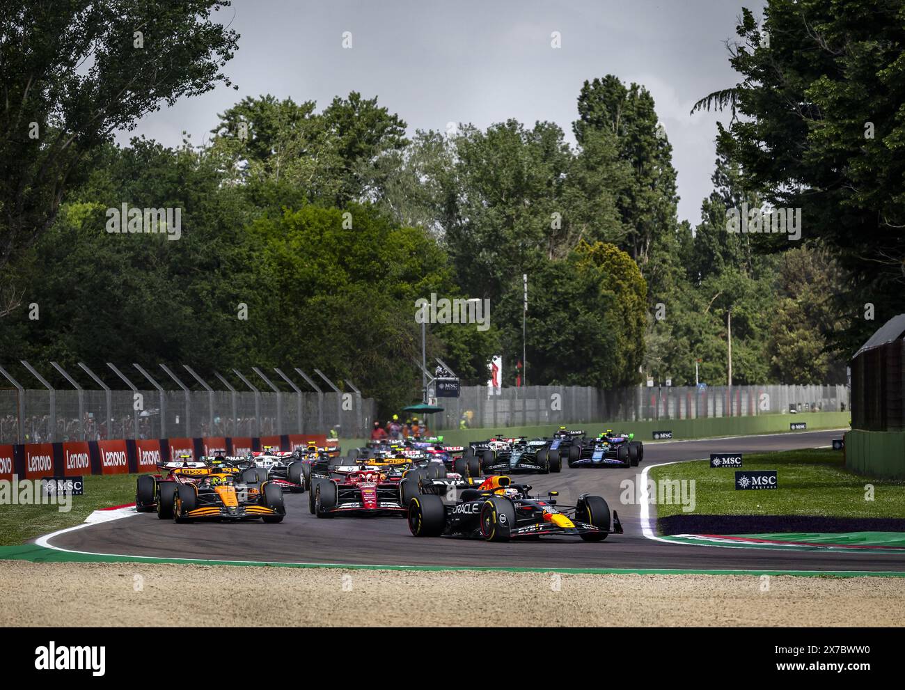 IMOLA - Max Verstappen (Red Bull Racing) in the lead during the Grand ...