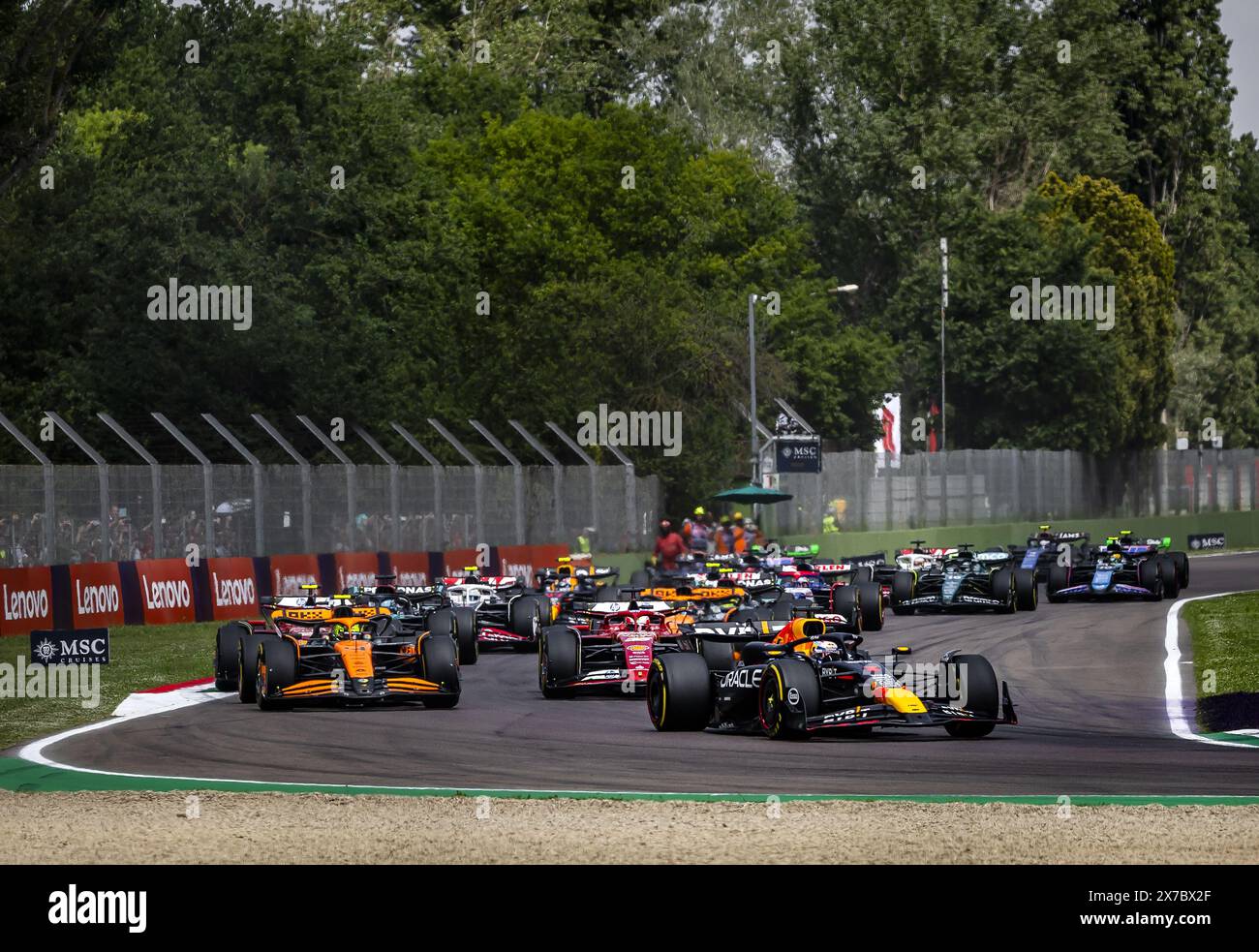 IMOLA - Max Verstappen (Red Bull Racing) in the lead during the Grand ...