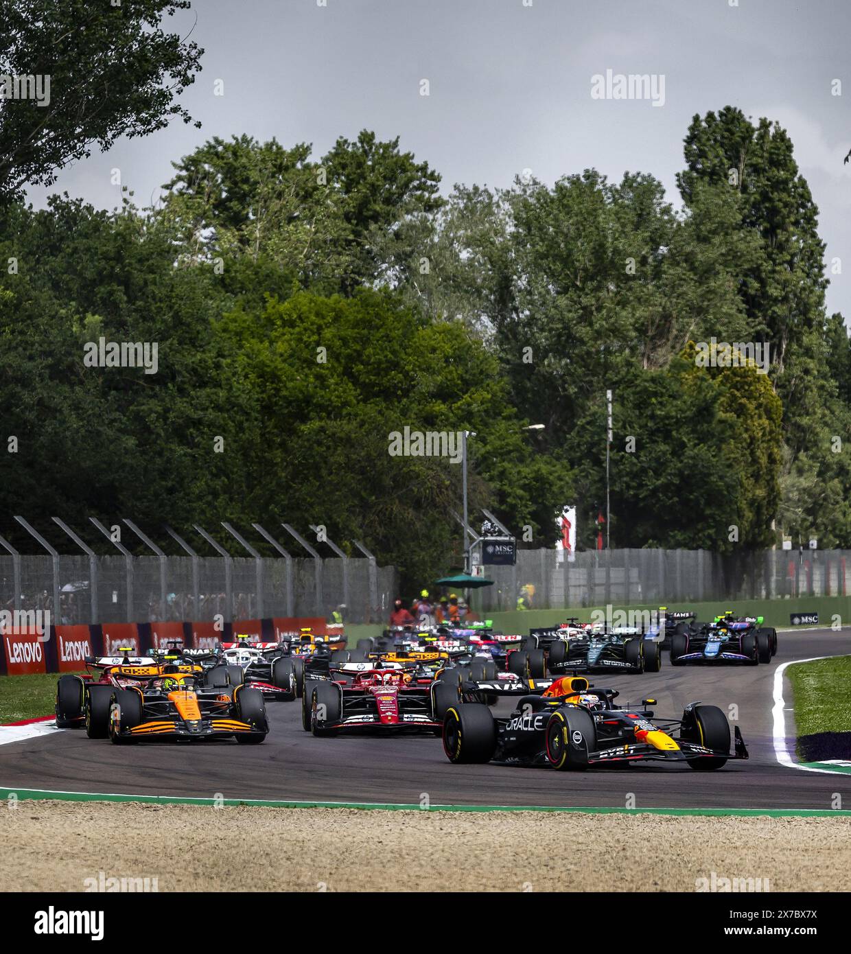 IMOLA - Max Verstappen (Red Bull Racing) in the lead during the Grand ...