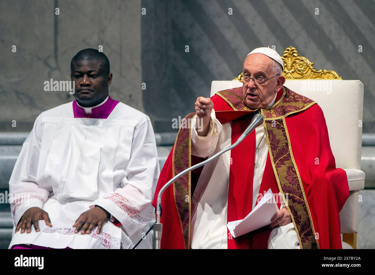 Italy, Rome, Vatican, 2024/5/19. Pope Francis leads a mass on Pentecost ...