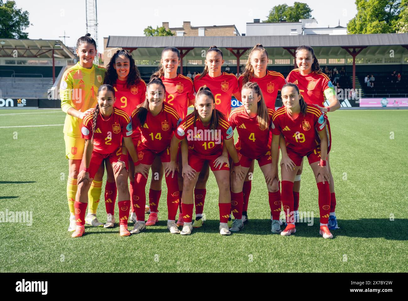 Malmö, Sweden. 18th, May 2024. The starting-11 of Spain for the UEFA Women’s Under-17 EURO ...