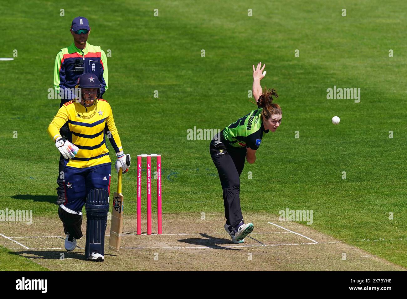 Bristol, UK, 19 May 2024. Western Storm’s Ellie Anderson bowling during ...