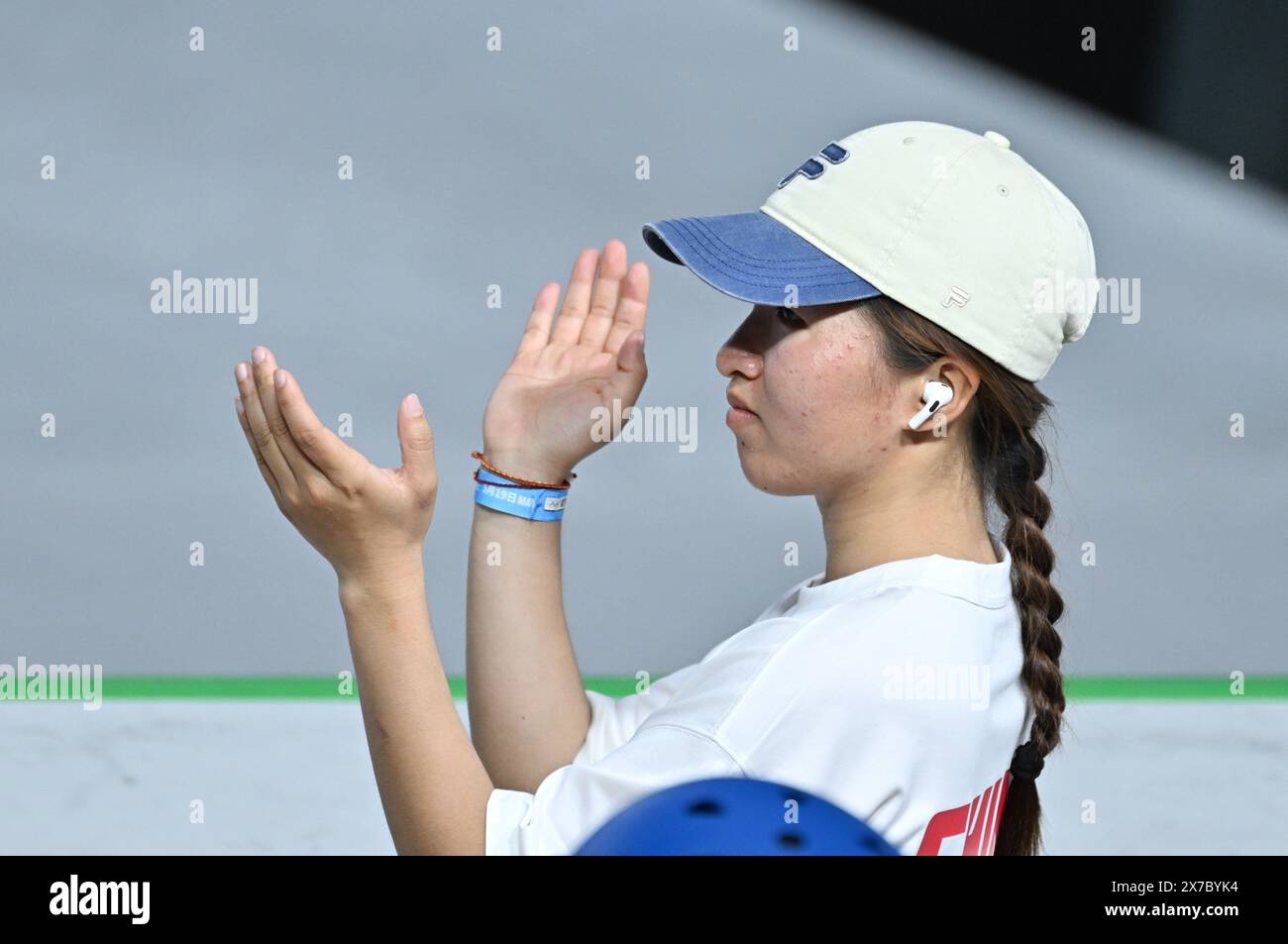 Shanghai. 19th May, 2024. Zeng Wenhui of China reacts during the women ...
