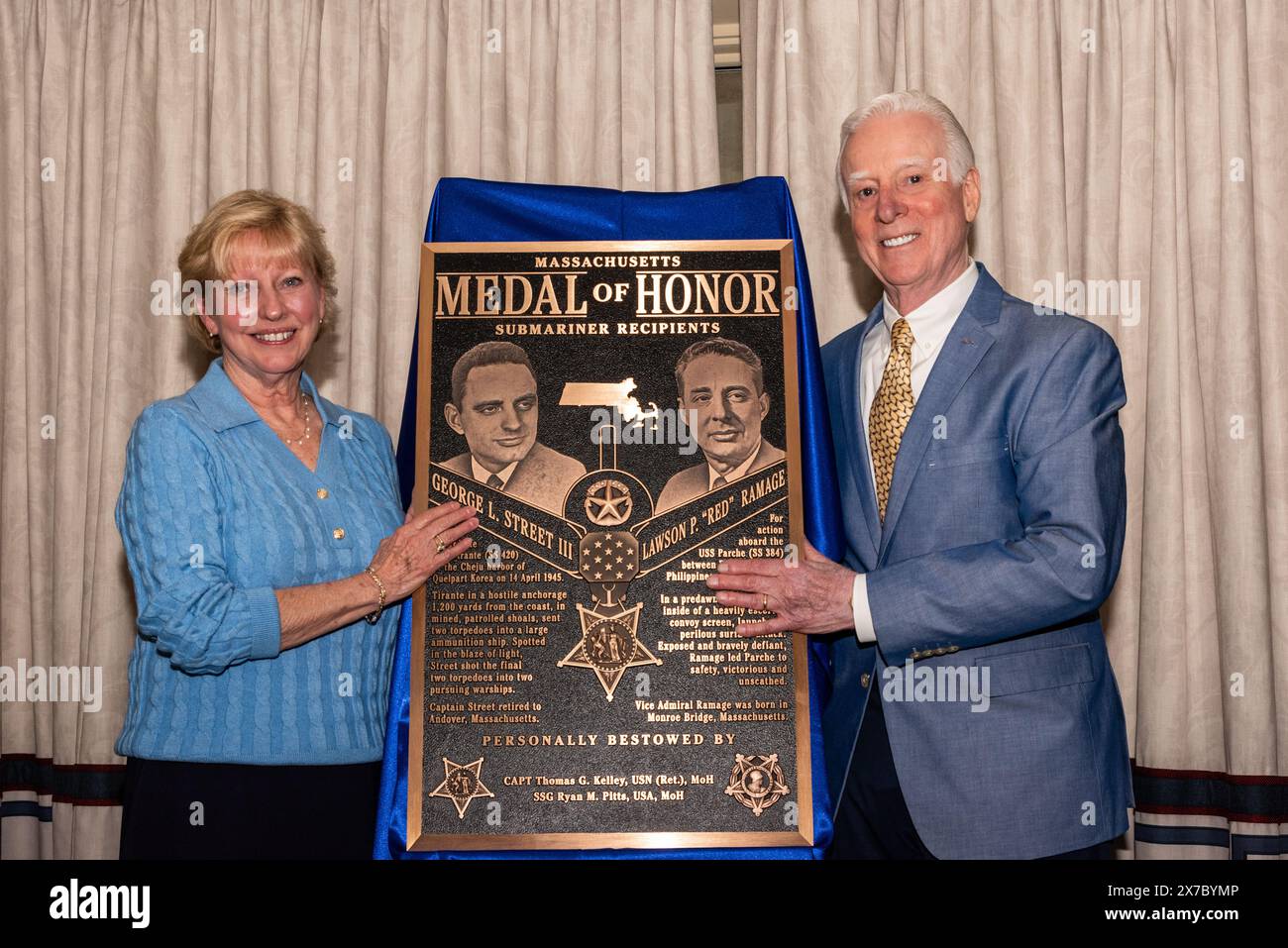 Kristopher "Kit" Terry with James Ramage, at the Medal of Honor plaque ...