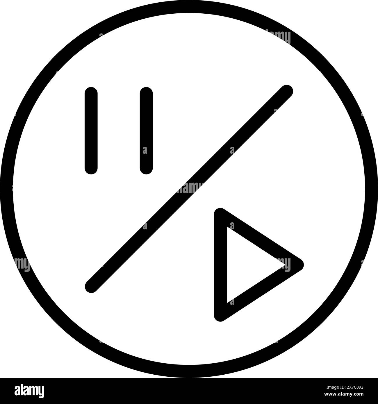 Play and pause button, vector outline icon illustration. Video Audio Player. Simple vector ...