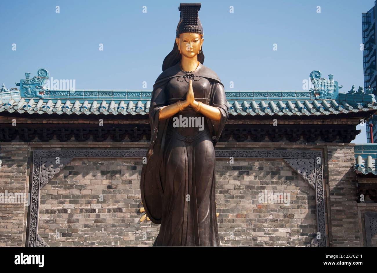 the goddess of the sea, Tian Hou, at the Chiwan Tian hou temple in Nanshan area of Shenzhen ...