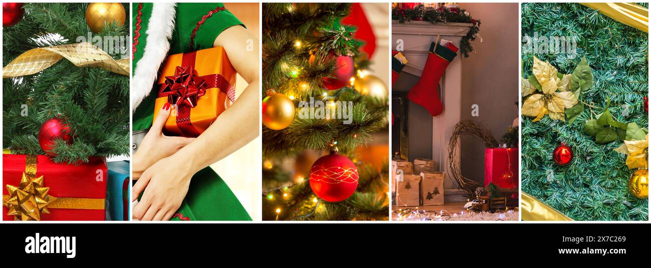 Merry Christmas Concept Photo Collage. Can be used for visual stand ...