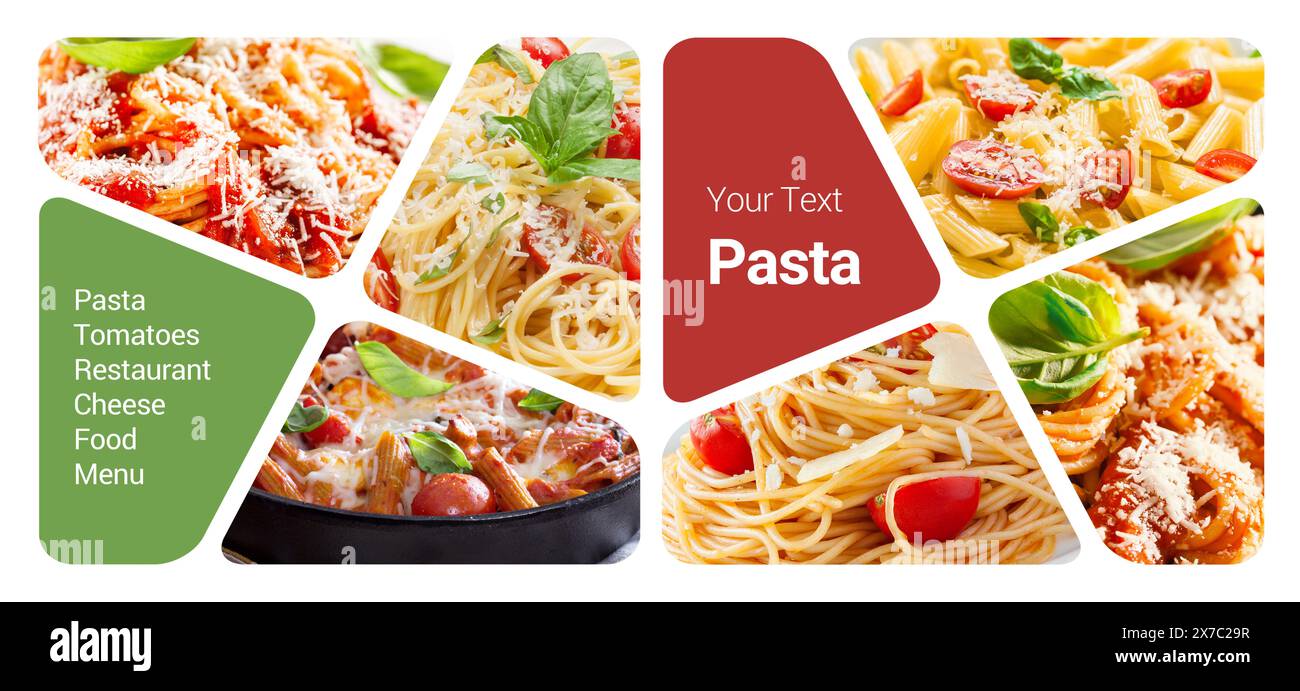 Pasta Concept Photo Collage. Can be used for visual stand, display ...