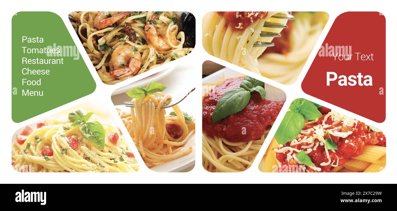 Pasta Concept Photo Collage. Can be used for visual stand, display ...
