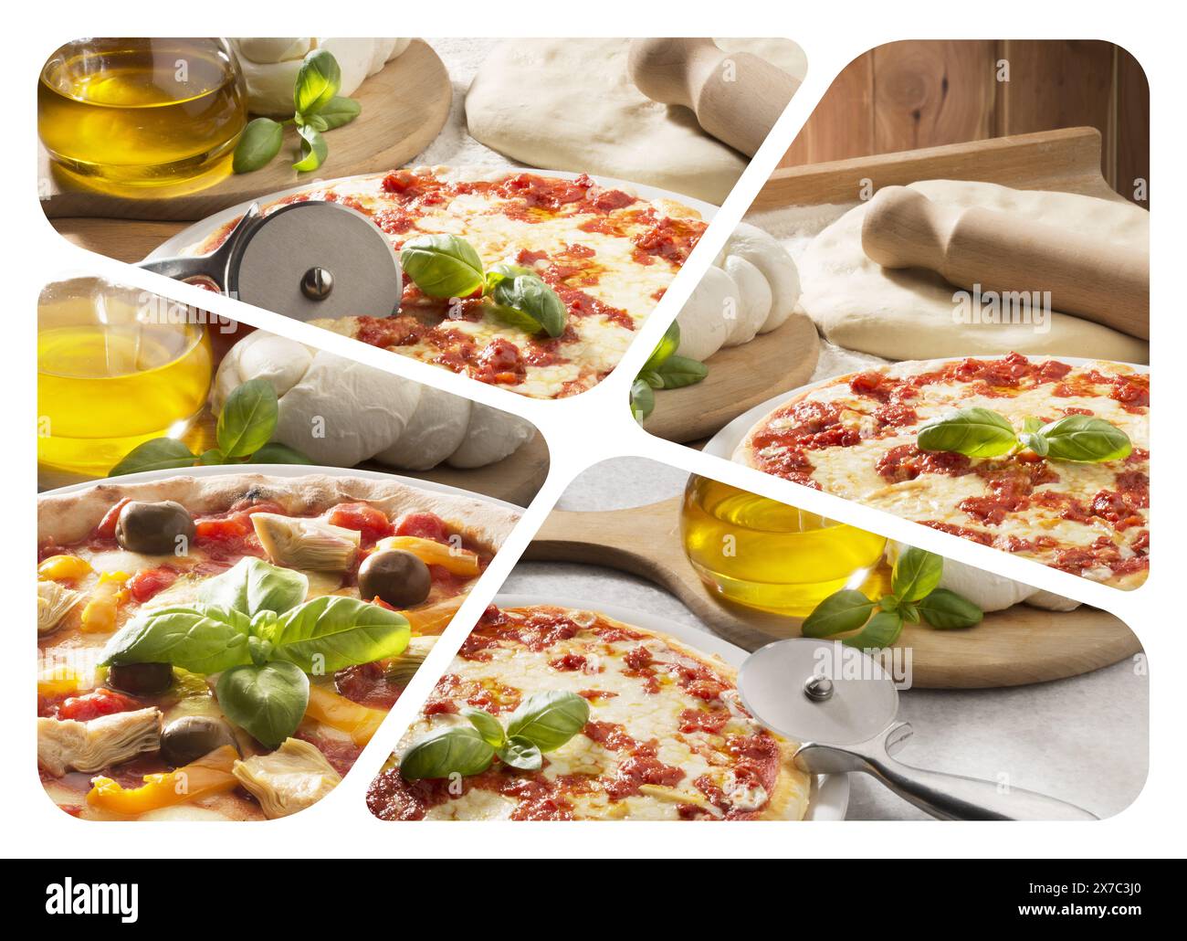 Pizza Concept Photo Collage. Can be used for visual stand, display ...
