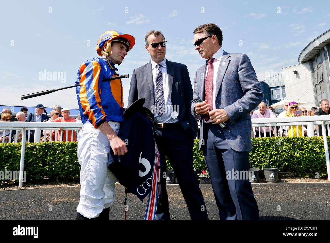 Jockey Ryan Moore (left) with Trainer Aidan O'Brien (right) and David ...