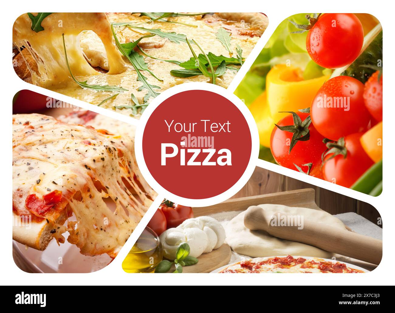 Pizza Concept Photo Collage. Can be used for visual stand, display ...