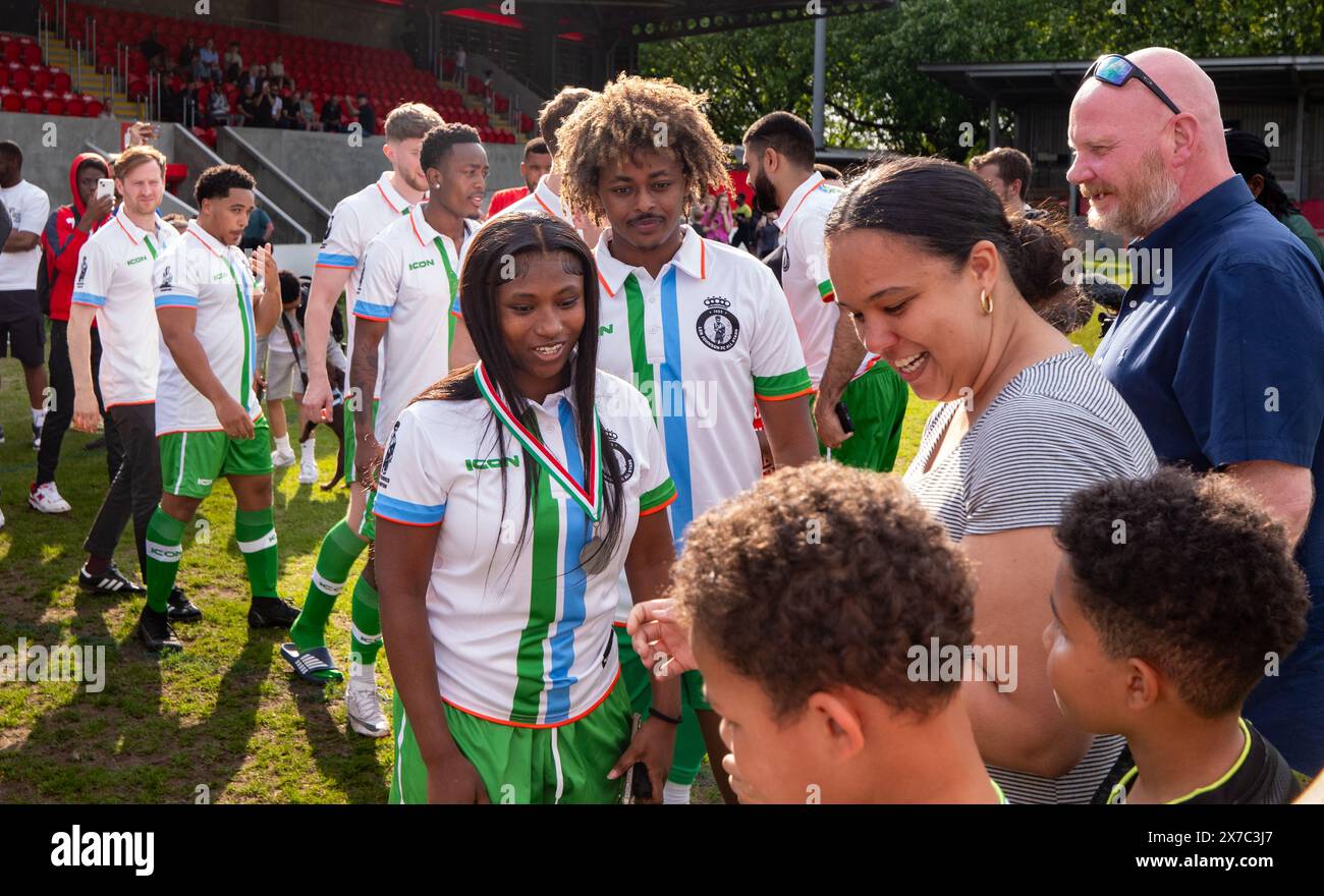 Manchester, UK. 18th May, 2024. Rapper Lady Ice receives winners medal ...