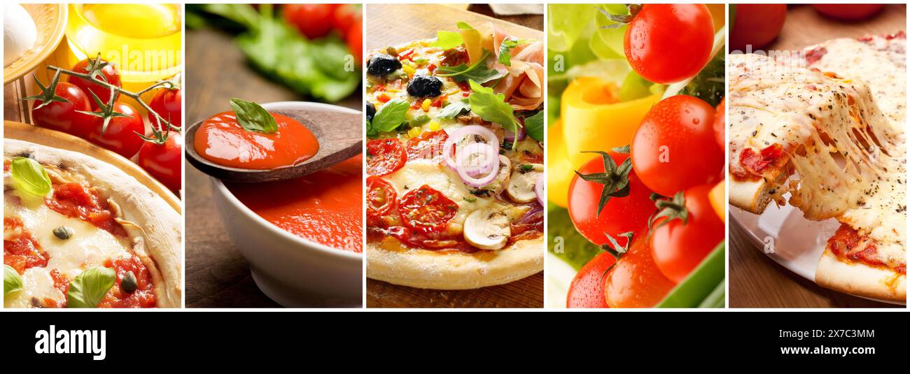 Pizza Concept Photo Collage. Can be used for visual stand, display ...
