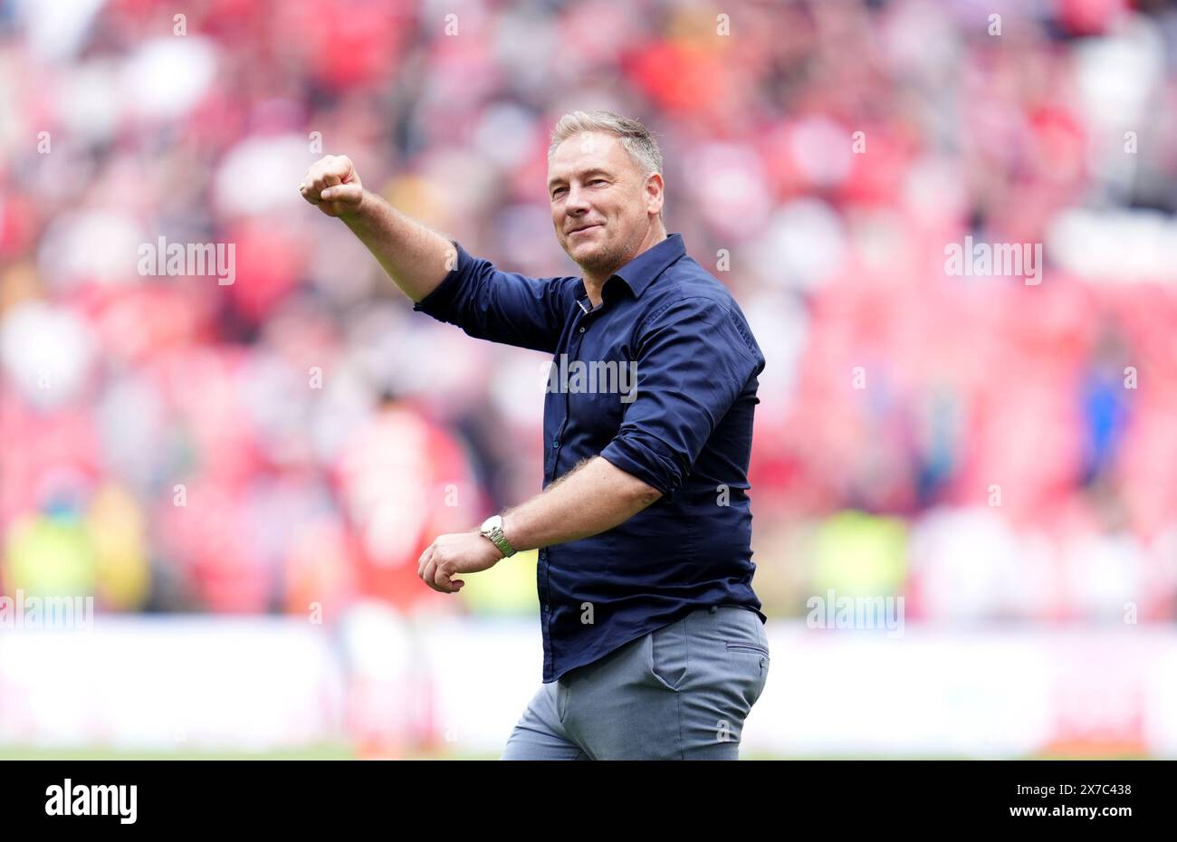 Crawley Town manager Scott Lindsey celebrates after the Sky Bet League ...