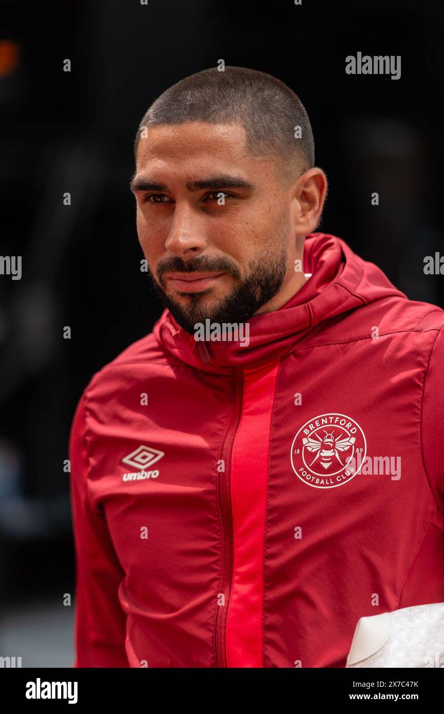 Neal Maupay of Brentford arrives ahead of the Premier League match ...