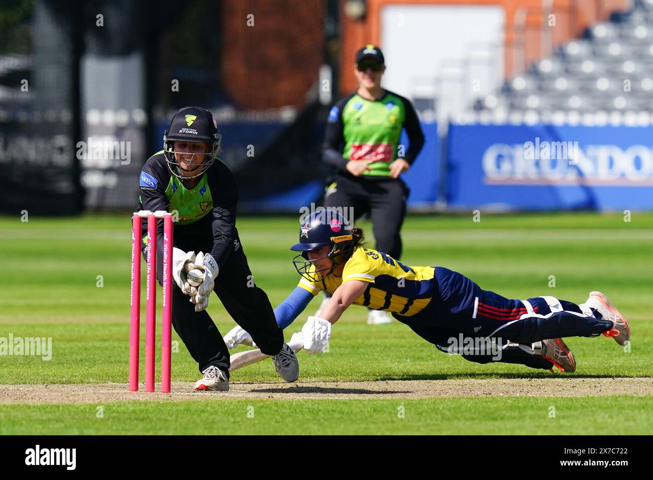 Bristol, UK, 19 May 2024. Western Storm's Natasha Wraith dislodges the ...
