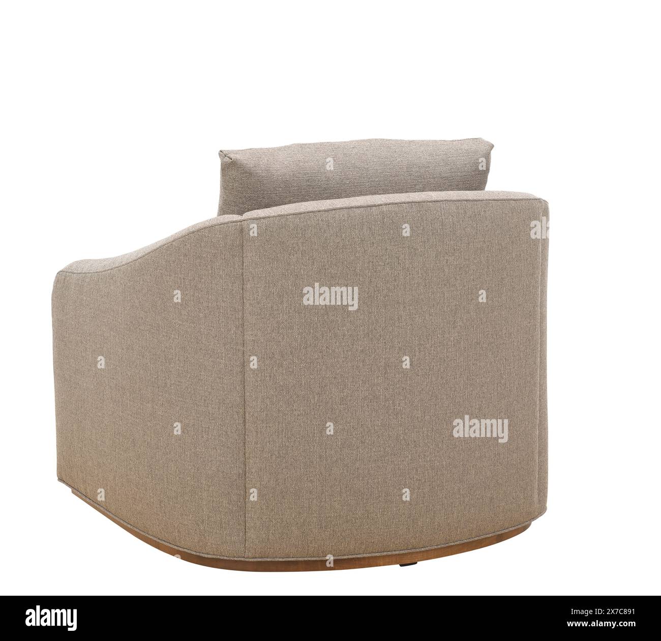 cut out fabric armchair soft cushion with wood leg isolated on white ...