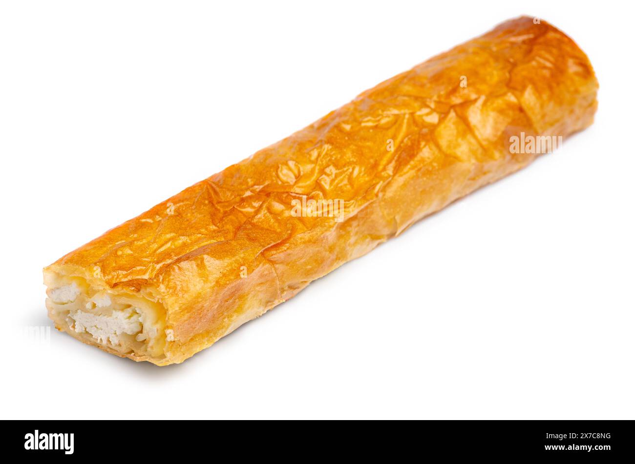 fresh puff pastry with cheese and serving piece, isolated on white ...