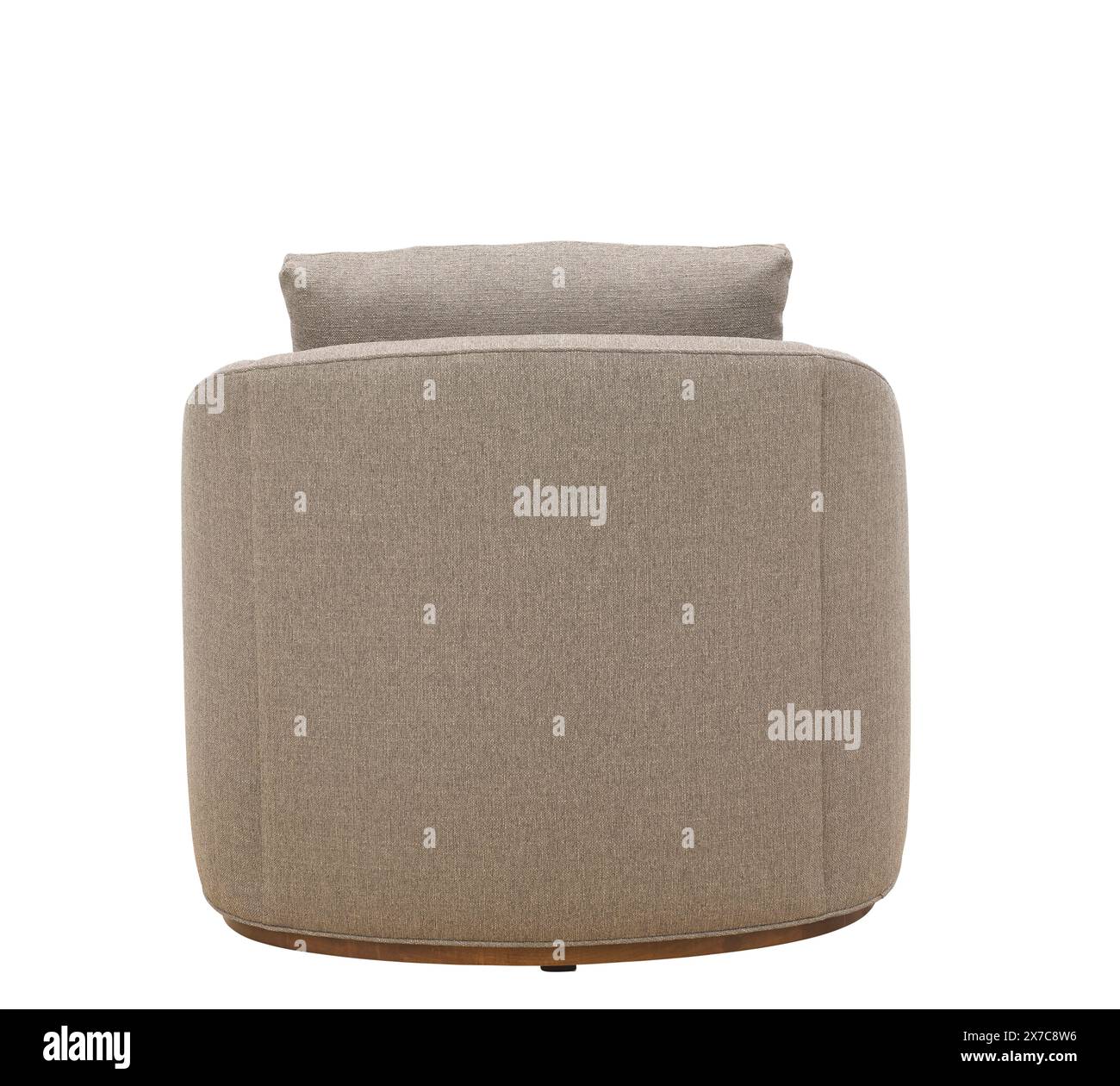 cut out fabric armchair soft cushion with wood leg isolated on white ...