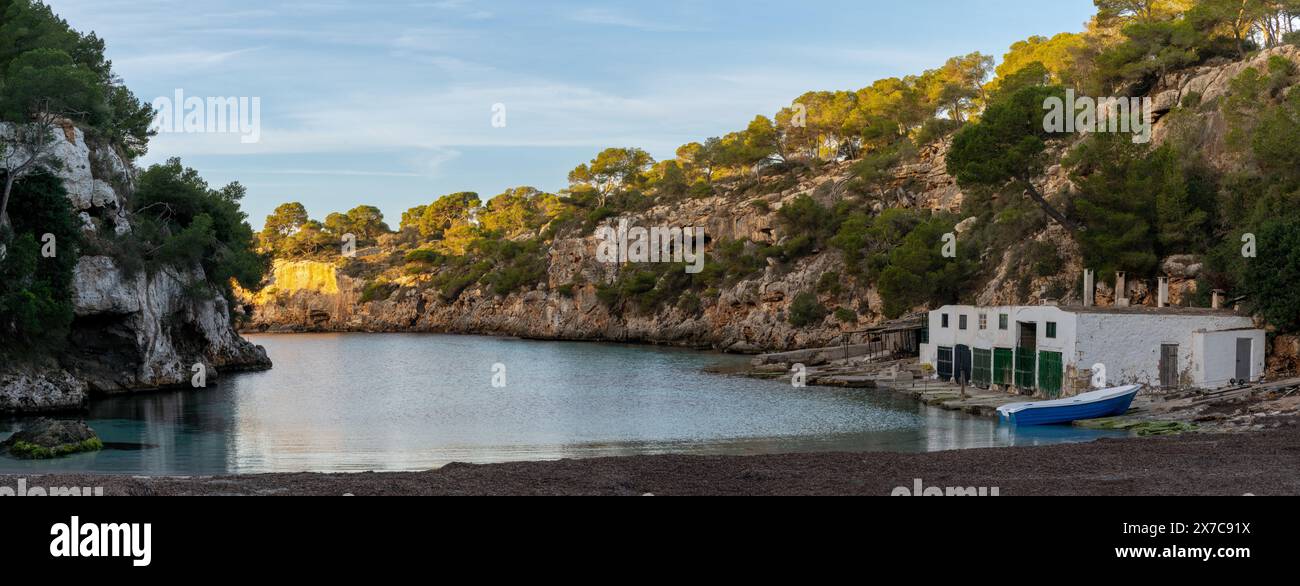 Cala Pi, Spain - 28 January, 2024: view of the boathouse and cove at ...