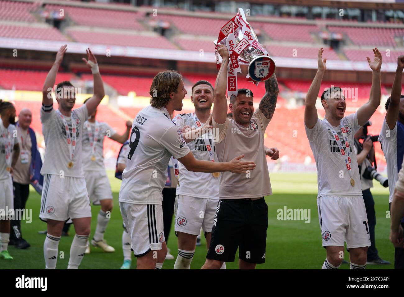 London, UK. 19th May, 2024. The Crawley Town players celebrating after ...