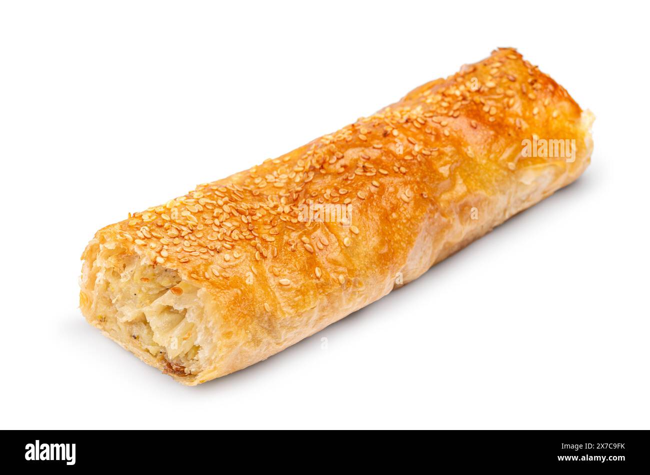 fresh puff pastry with Potatoes and serving piece, isolated on white ...