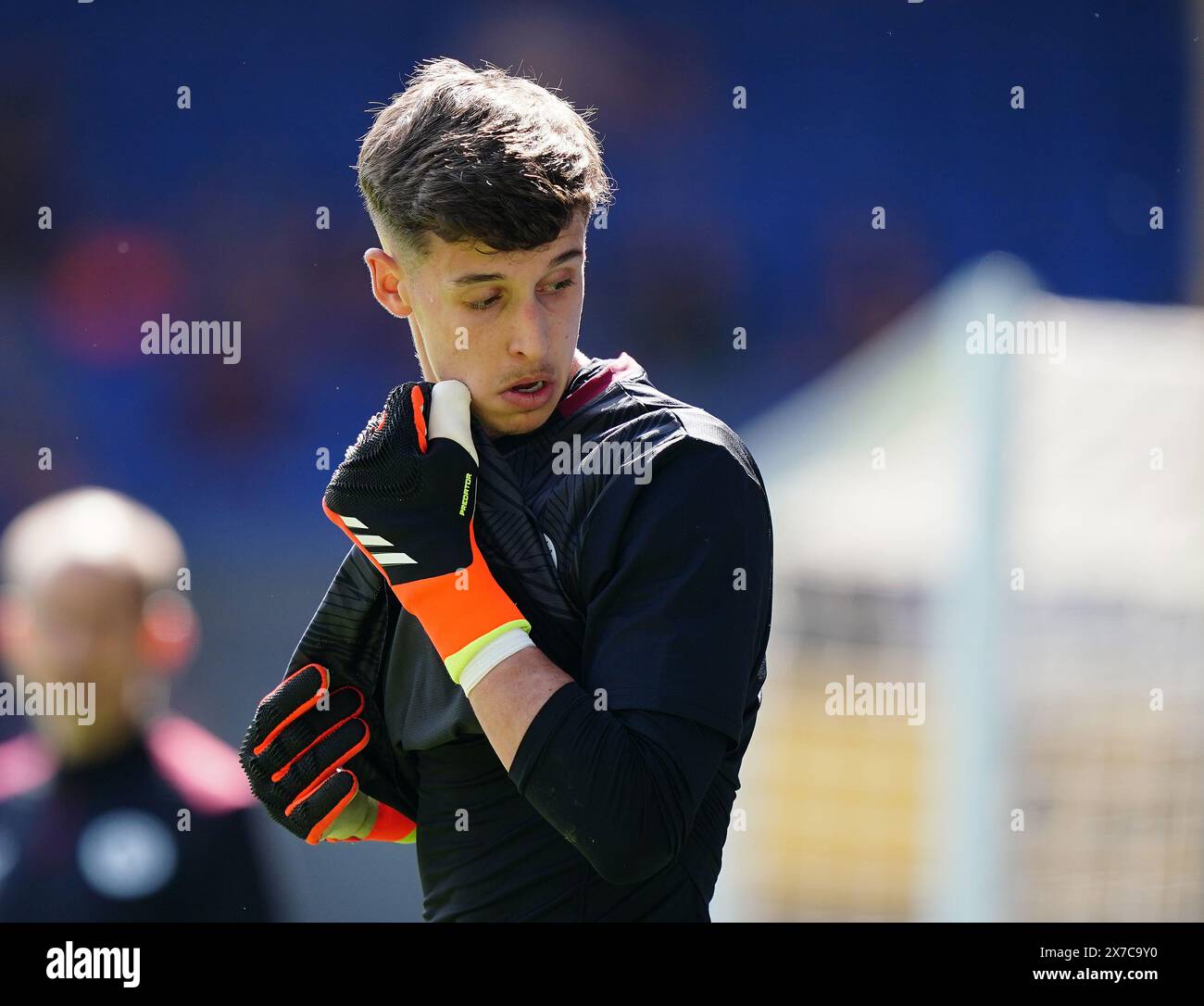 Aston Villa’s Lander Emery during their side’s warm up before the ...