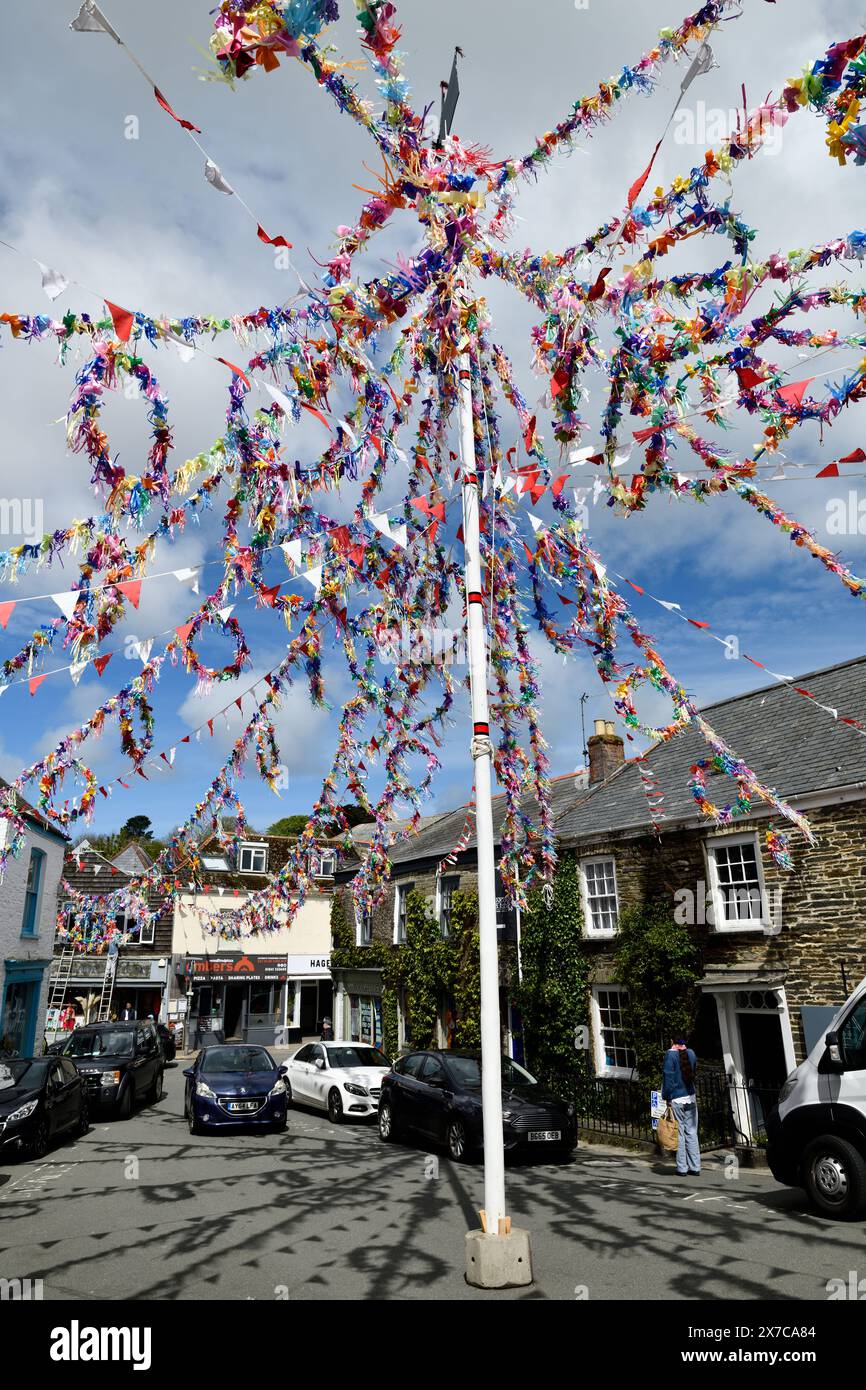 Mayday Celebrations left up in the Town Padstow Cornwall England uk ...