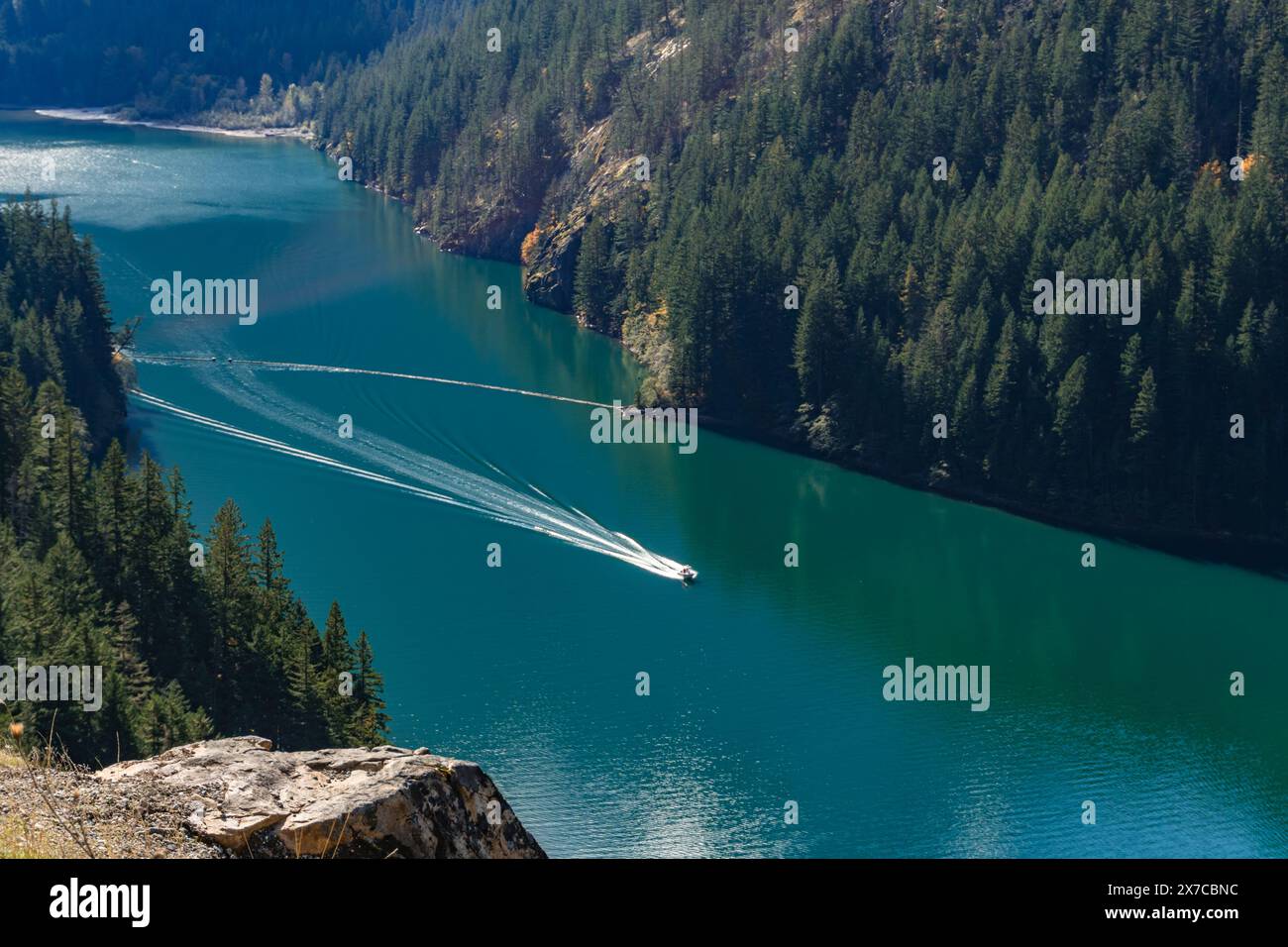 Diablo Lake Overlook at Ross Lake near the town of Mazama in the North ...