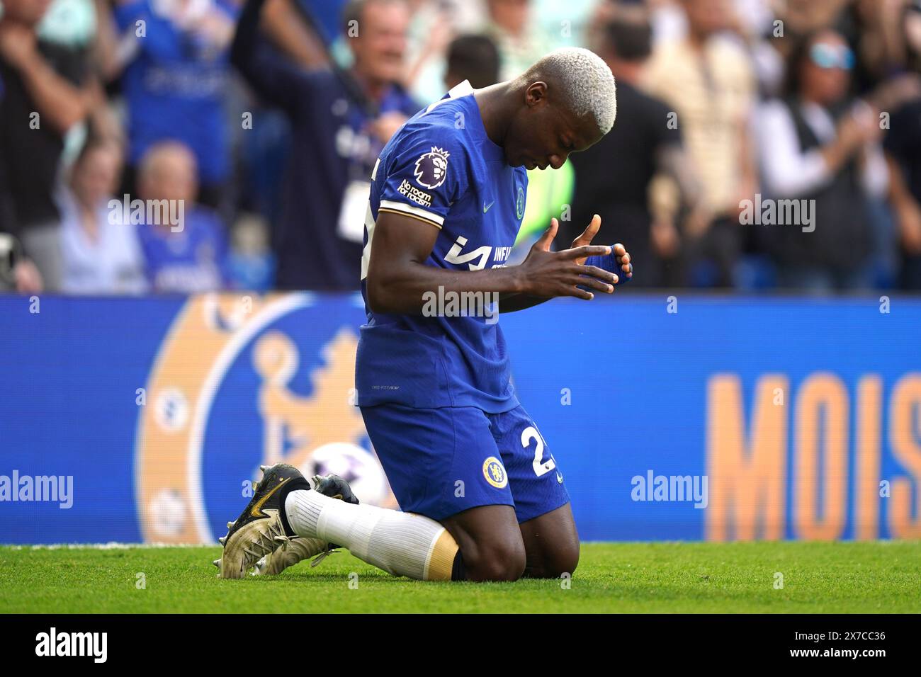Chelsea's Moises Caicedo celebrates scoring their side's first goal of ...