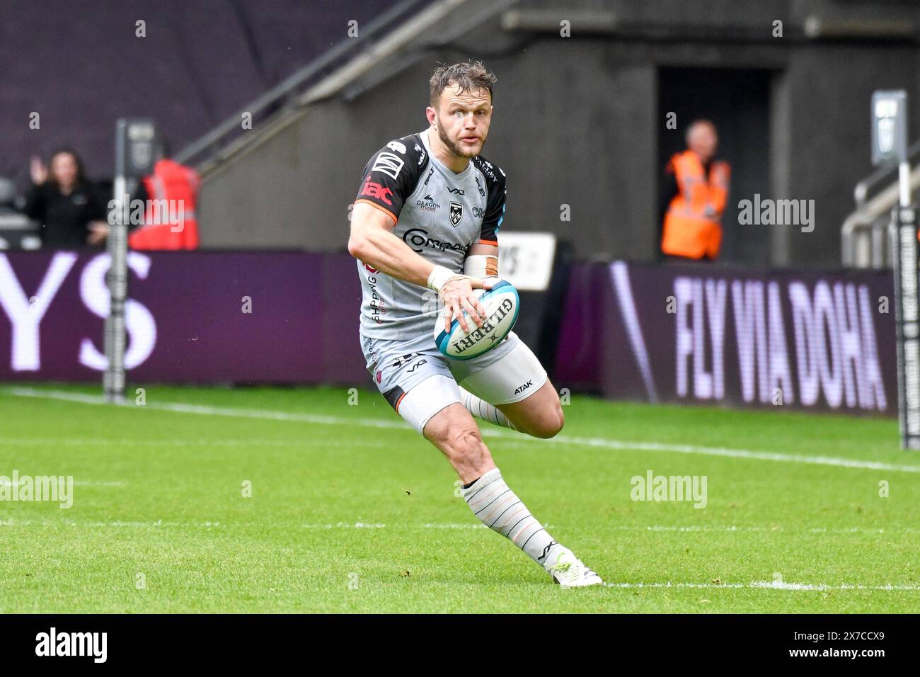 Swansea, Wales. 18 May 2024. Steff Hughes of Dragons RFC in action ...