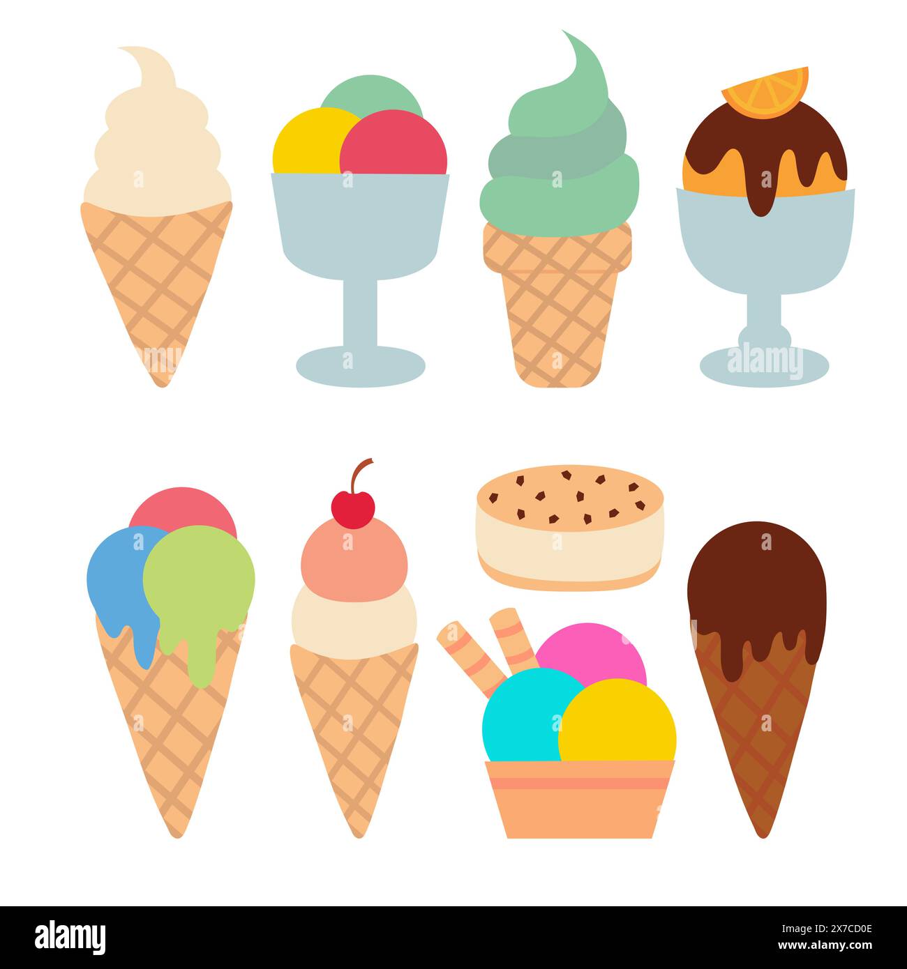 Ice cream collection. Citrus orange, ball in cup, classic, gelato ...