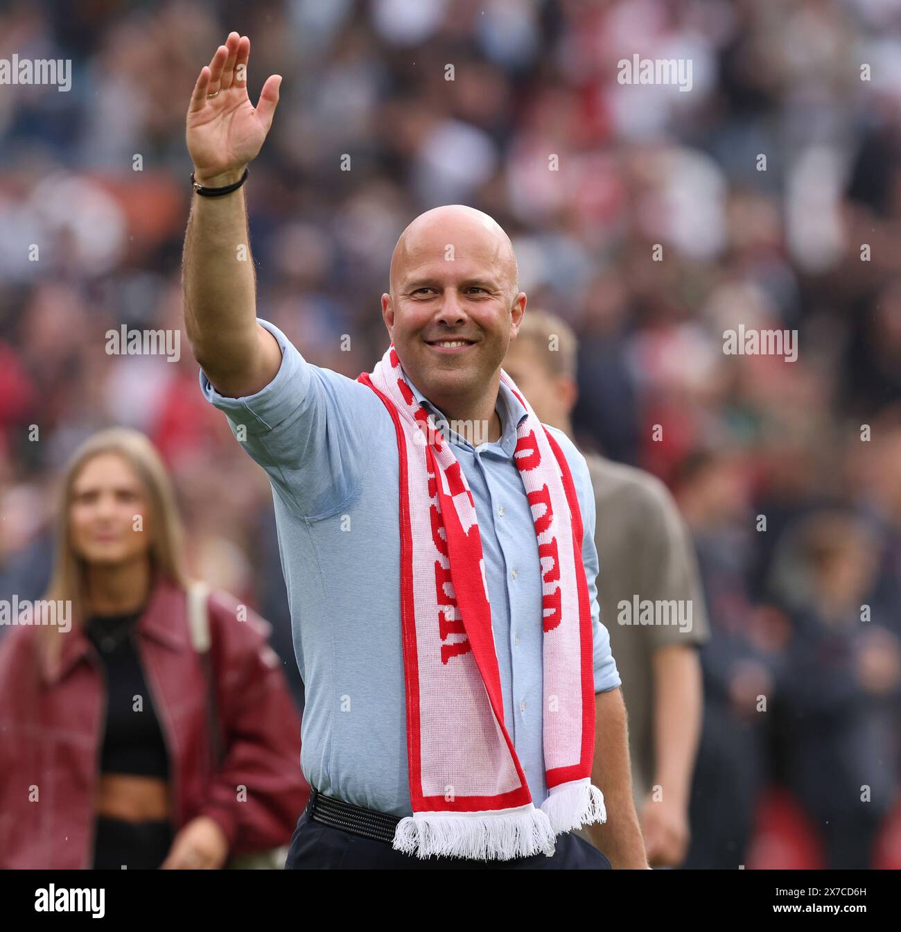 Feyenoord manager Arne Slot waves to the fans following the Dutch ...