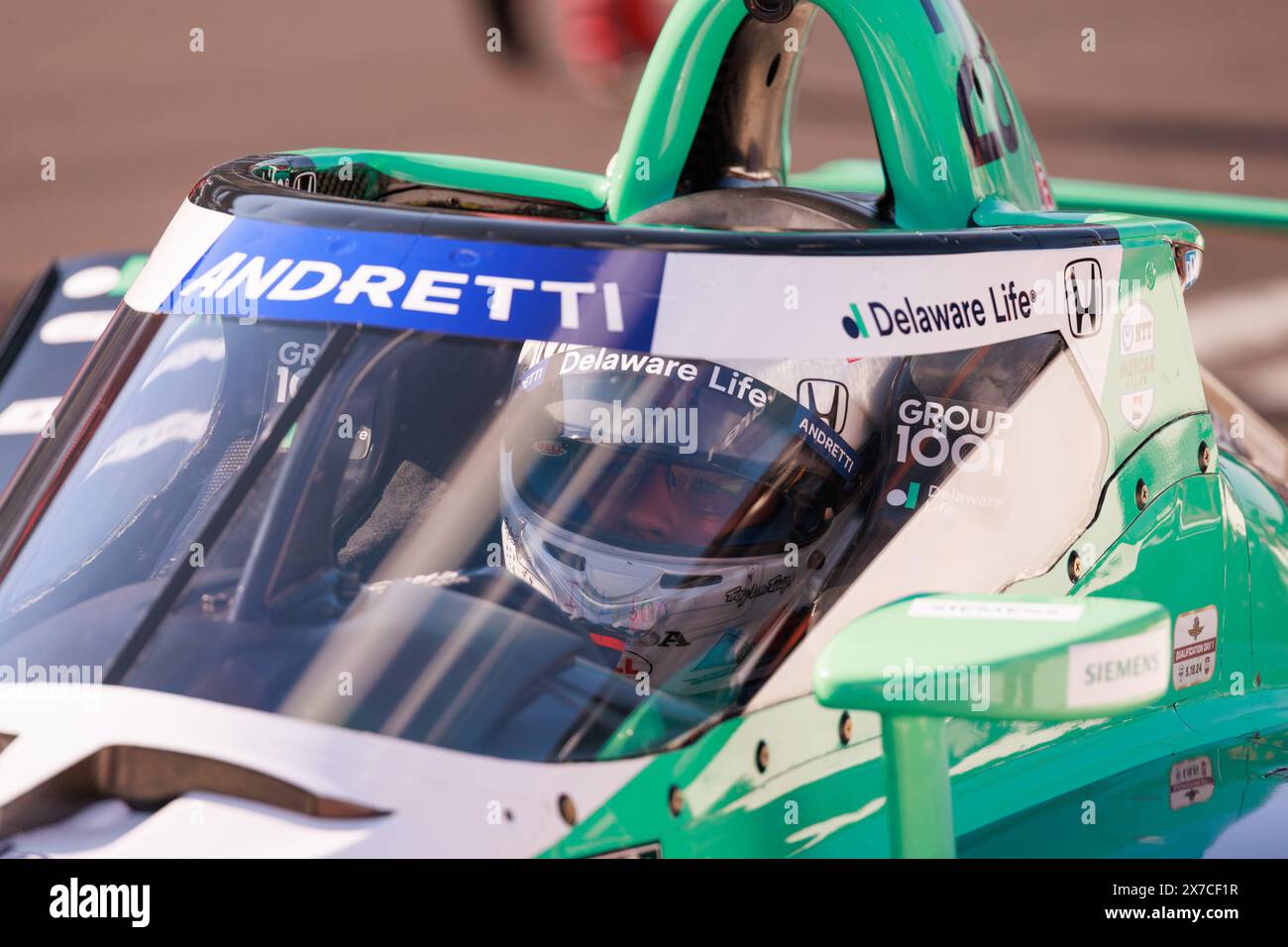 Indy car driver Marcus Ericsson (28) tries qualify for the 2024 Indy ...