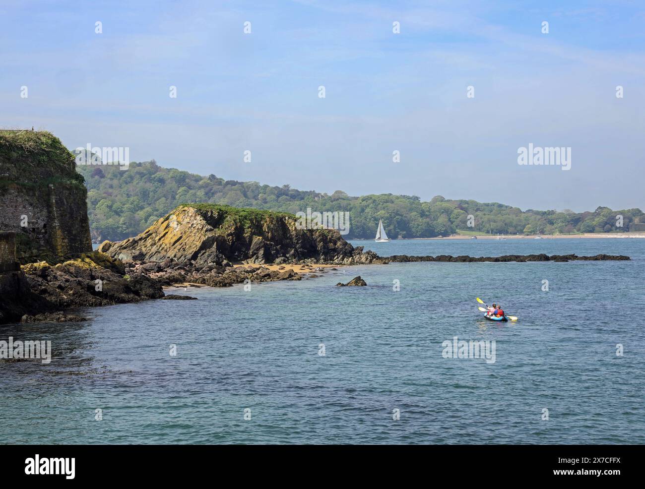 Kayaking off of Drake’s Island in Plymouth Sound, National Marine Park ...