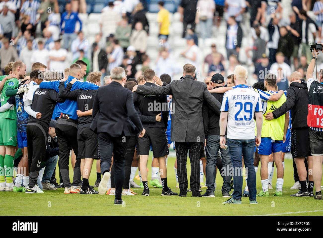Denmark. 19th May, 2024. OB's players after the 3F Superliga match ...