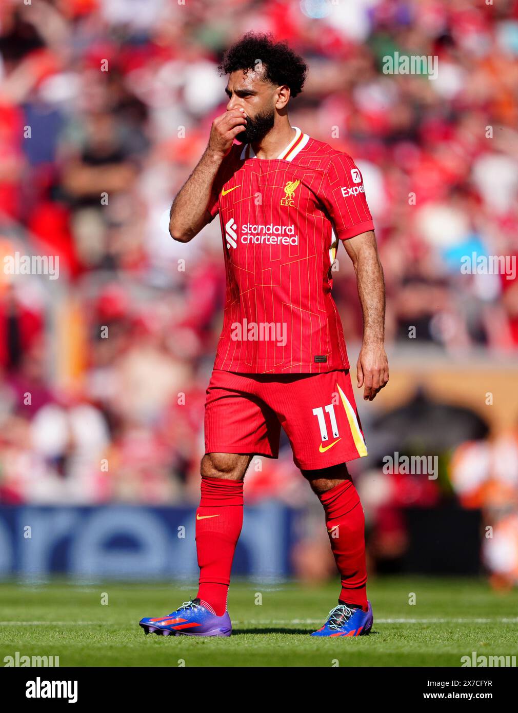 Liverpool's Mohamed Salah during the Premier League match at Anfield ...