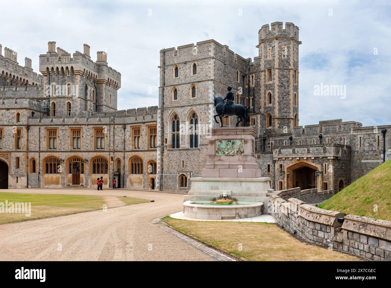 Windsor, United Kingdom - July 1, 2010 : Windsor Castle, Bronze statue ...