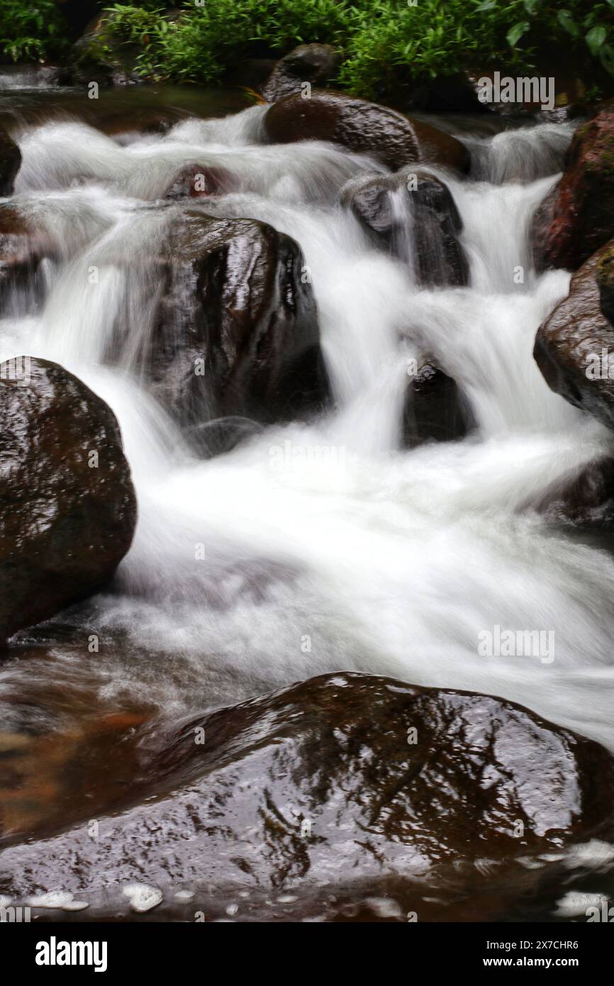 long exposure photography of water flow on river rocks Stock Photo - Alamy