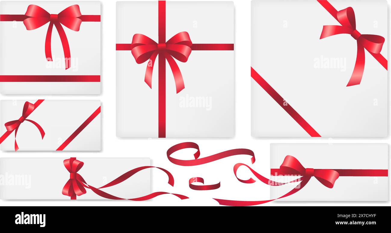 Gift cards templates with red bows Stock Vector Image & Art - Alamy