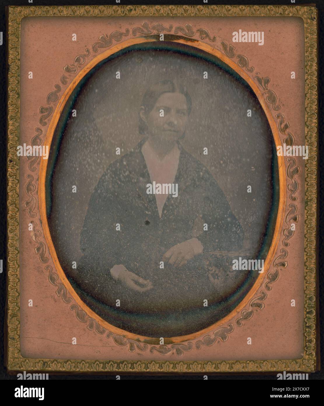 Lucy Stone, half-length portrait of a woman, seated, facing slightly ...